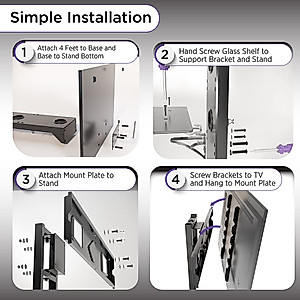 ProMounts Universal Floor TV Stand Swivel for Most 37-72 Inch Screens, TV Stand with Shelves with ±25° Swivel, Floor TV Mount with Adjustable AV Shelf, Floor Monitor Stand Holds up to 110 lbs