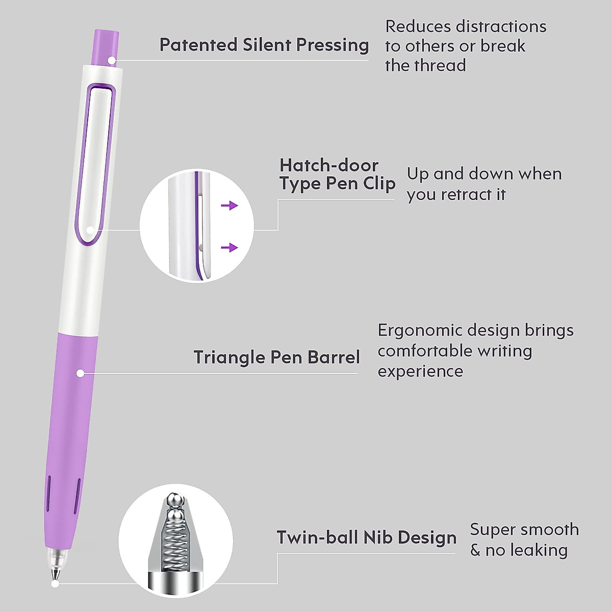 WRITECH Retractable Gel Ink Pens: Multicolor 0.5mm Fine Point Pen No Smear & Bleed for Journaling Sketching Drawing Notetaking Extra Smooth Writing Silent Click Pen Set Up-Gel 8ct
