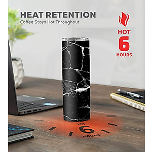 Insulated Skinny Stainless Steel Tumbler Set - 4-Pack 20oz Coffee Tumbler with Straw - Travel Coffee Mug With PBA Free Lids - Slim Vacuum Insulated Tumblers Keep Hot and Cold - Great for Home, Office.