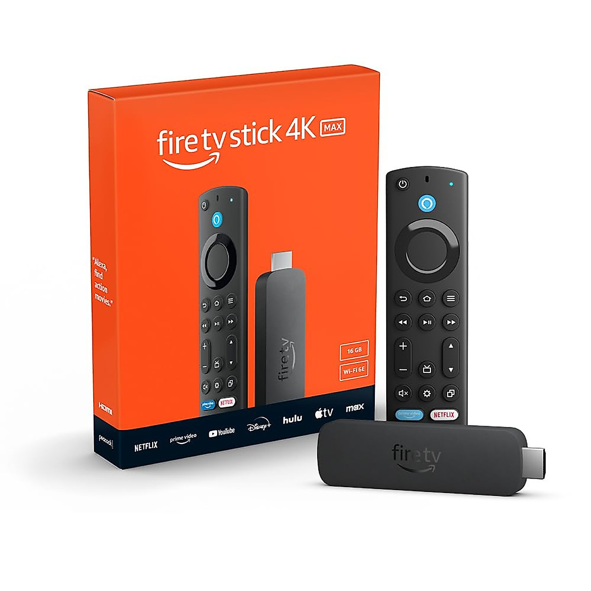 Like-New Amazon Fire TV Stick 4K Max streaming device (newest model) with AI-powered Fire TV Search, supports Wi-Fi 6E, free & live TV without cable or satellite