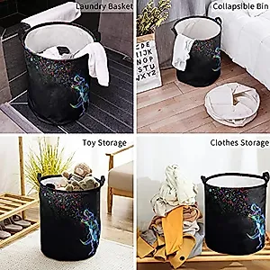 Oxford Fabric Storage Bin Dreamlike T-rex Dinosaur Krisyeol Waterproof Collapsible Laundry Basket Dirty Clothes Hamper with Handles Storage Baskets Organizer 17x16.5