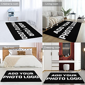EXYLANOR Personalized Area Rugs with Logo Customized with Photo Text Name Carpets Custom Soft Door Mats Decorative Home Garden Office, Black, 60x40 Inch