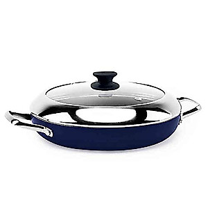 Blue Diamond Grill Genie Pan - Ceramic Nonstick 11-Inch Covered in Blue