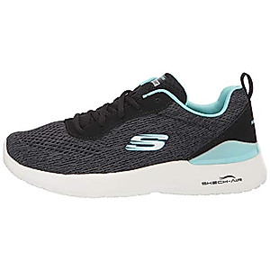 Skechers Women's Skech-Air Dynamight - Top Prize Sneaker, Black/Turquoise, 7 W