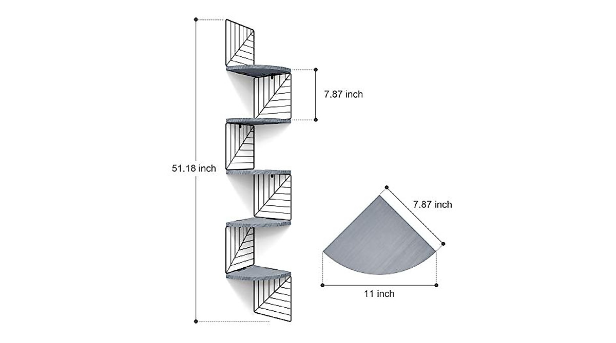 Love-KANKEI 5-Tier Rustic Corner Shelf for Any Room
