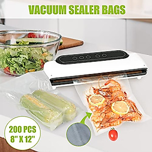 Vacuum Sealer Bags,200 Pcs 4mil 8"x12"Vacuum Sealer Bags for Food,Vacuum Storage Bags Foodsaver Bags for Food Preservation, Refrigeration Storage, Low Temperature Cooking, Microwave Heating