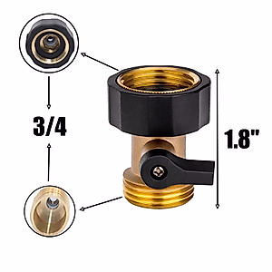 BENLIUDH Garden Hose Shut Off Valve, 3/4 Inch Brass Garden Hose Connector Heavy Duty Hose Shut Off Valve