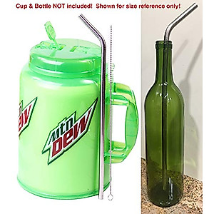 2 JUMBO 14" Stainless Steel Straws 100 oz HUGE SUPER LONG Drinking Wide Compatible With Whirley Insulated Travel Mug FOAM Truck Stop Cups