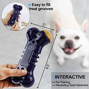 GRAY'S FAVES Goodie Dog Chew Bone Toy with Treat Dispensing Grooves, Heavy-Duty for Aggressive Chewing, Enriching and Interactive Play for Puppies, Safely Cleans Teeth (Blue)