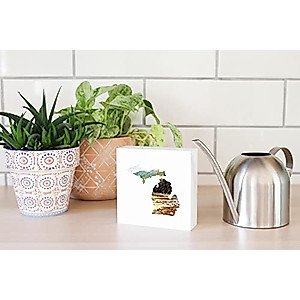 Michigan State Shape Picture, JoyRide Home Decor Wood Block Sign, 5"x5" Freestanding, Shelf or Wall Displayed, Artist Designed Home Décor.