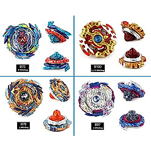 Bey Battle Burst Gyro Attack Blades Metal Fusion Evolution Combination with Starter Battle Arena, Launchers & Includes 4 Battling Metal Gyro Blades(4in1)