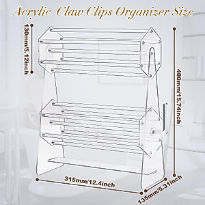 Lineshading Acrylic Claw Clip Holder 360 Degree Rotating Claw Clip Organizer Girl Hair Accessories Organizer Storage Display Clear Stand for Girl Women Vanity Dressing Table (Hexagonal Style)