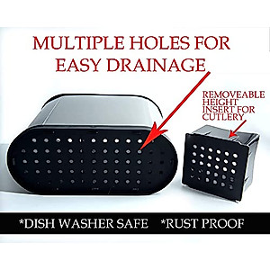 Utensil holder Caddy large stainless steel sturdy kitchen flatware organizer crock sink benchtop counter