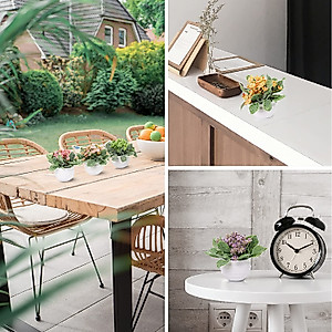 Zuvas Fake Plants 6 Packs Small Artificial Plastic Plants Set Home Decor Mini Potted Faux Flowers and Herb Greenery Leaves for Bathroom Office Table Shelf Decoration