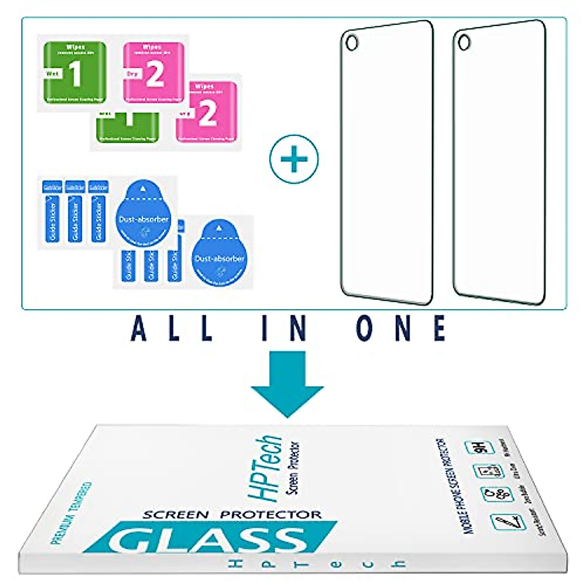 HPTech (2-Pack) Compatible for Moto G Power 2021 Tempered Glass Screen Protector, 9H Hardness, Cutout Camera Hole, HD Clear Case Friendly