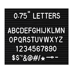 3/4 Inch Letters for Flet Letter Boards,300 Pieces Including Letters, Numbers & Symbols for Changeable Plastic Message Boards (White)