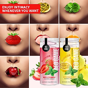 Flavored Lube for Oral Blowjob Jelly Sex Oral Water for Couple Adult, No Rinse Lubricant 10 -Pack (Strawberry & Mint)