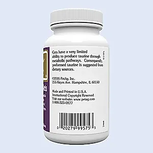 PetAg Taurine Tablets for Cats - Highly Palatable Taurine Supplement For Cats of All Ages - 250 mg - 100 Count