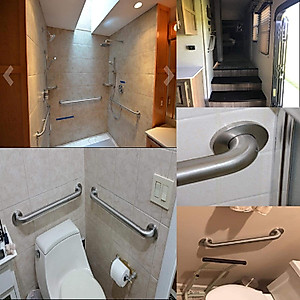 12 Inch Shower Grab Bar Satin Brushed Nickel, ZUEXT Stainless Steel Safety Grab Bar Handle, Bathroom Balance Bar, Safety Hand Rail Support - Handicap, Elderly, Injury, Senior Assist Bath Handle