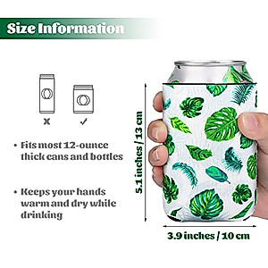 ADXCO 12 Pieces Can Cooler Sleeves Neoprene Thick Can Sleeves Soda Beverage Can Cover Beer Cooler Bag for Tropical Summer Beach Parties, Picnics, BBQs (5.1 x 3.9 Inch)