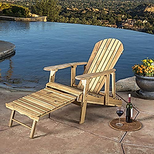 Christopher Knight Home Hayle Reclining Wood Adirondack Chair with Footrest, Natural Stained
