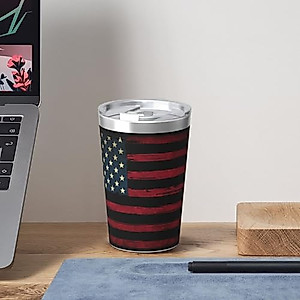 12oz Tumbler Vintage America America Flag 3 Stainless Steel Cup With Straw And Lid Spill Proof Bulk Double Wall Vacuum Reusable Water Tumblers For Cold Hot Drink