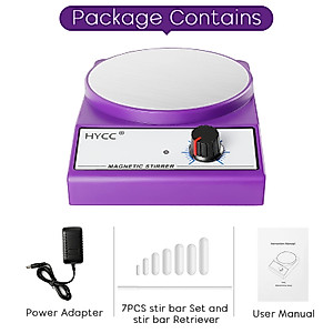 HYCC Magnetic Stirrer with 7PCS stir bar Set and stir bar Retriever, 3000 RPM Magnetic Mixer, Stir Plate Max Stirring Liquid 3 Liters, Lab Stirrers