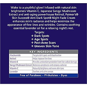 Palmer's Skin Success Anti-Dark Spot Nighttime Fade Cream with Retinol & Niacinamide, Dark Spot Corrector for Face, Night Moisturizer Helps Reduce Dark Spots, Fine Lines & Wrinkles, 2.7 Ounce