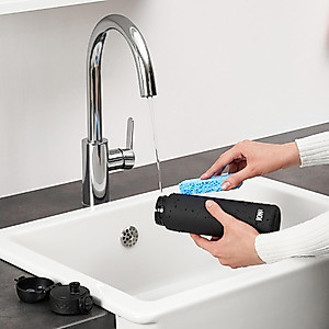 Ion8 Water Bottle, 500 ml/18 oz, Leak Proof, Easy to Open, Secure Lock, Dishwasher Safe, BPA Free, Hygienic Flip Cover, Carry Handle, Fits Cup Holders, Easy Clean, Odor Free, Carbon Neutral, Blue