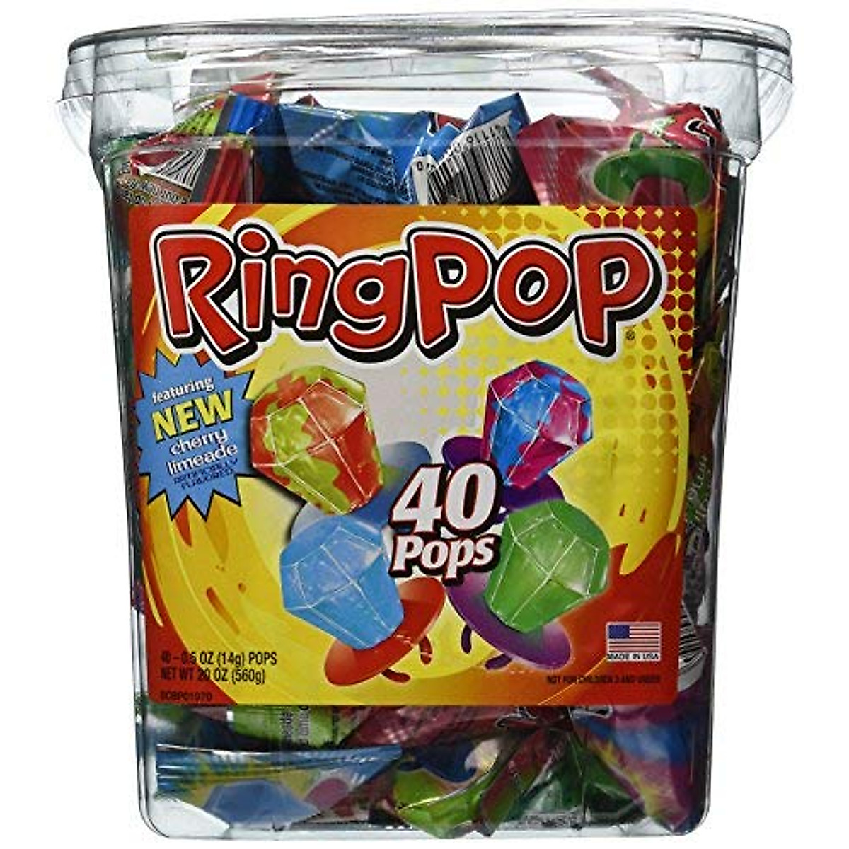 Ring Pop Hard Candy Pops, Variety Pack,2.55 pounds, 44 Count