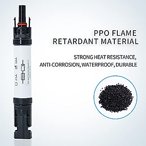 ELFCULB 30A Solar Fuse Connector 1000V IP68 Waterproof, for Solar System and Inverter in Photovoltaic System, Contains 4 fuses + 2 Solar Fuse Holders