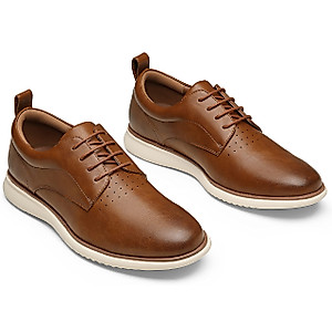 Jousen Men's Brown AMY9006 Dress Shoes, Size 10.5, Oxford, Classic Retro Style, Comfortable and Breathable