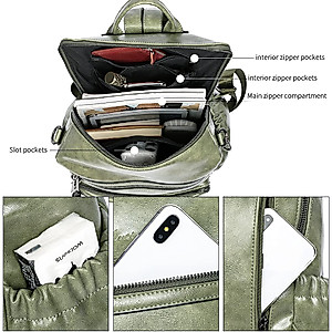 CLUCI Backpack Purse for Women Fashion Two Toned Leather Designer Travel Large Ladies Shoulder Bags with Tassel green