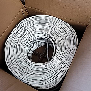 LA Cables 1000ft Cat6 Plenum Cable with Solid Conductors 23AWG 4Pair, 550-MHz Unshielded Twisted Pair (UTP) Plenum CMP Rated Bulk Internet Network Cable (White)