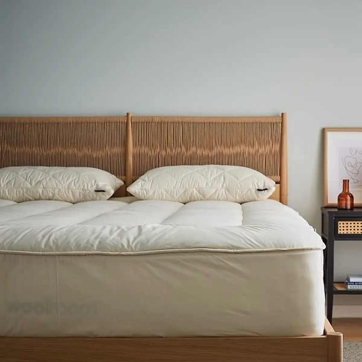 Twin - Chatsworth Natural Organic Temperature Humidity Regulating British Wool Mattress Pad Topper with Organic Cotton Outer - Synthetic Alternative