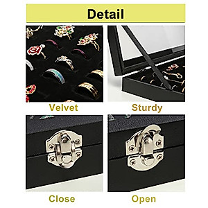 GISK 100 Slots Ring Box Storage Organizer Jewelry Ring Display Case with Transparent Lid Ring Holder Case Jewelry Box Organizer Ring Earring Holder Jewelry Tray Organizer…