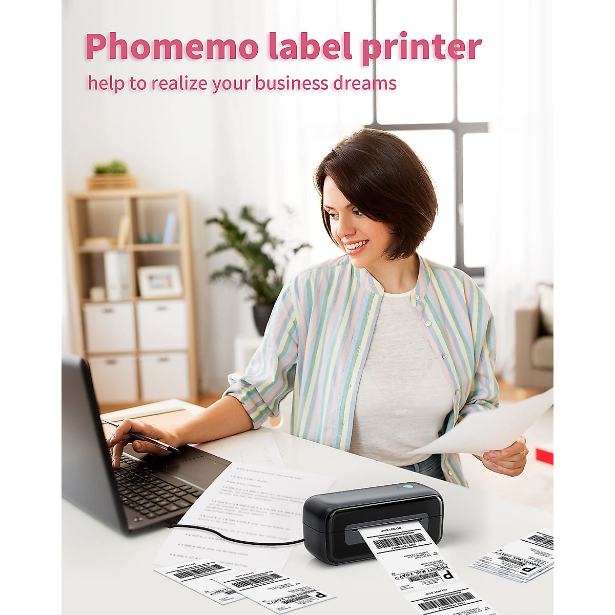 Phomemo Shipping Label Printer, Thermal Printer for Shipping Packages, High Speed 4x6 Label Makers for Small Business, Portable Shipping Supplies Compatible with Amazon, Etsy, Ebay, Shopify, UPS, etc