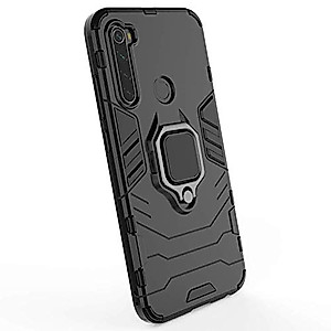 DWAYBOX Case for Xiaomi Redmi Note 8 Ring Holder Iron Man Design 2 in 1 Hybrid Heavy Duty Armor Hard Back Case Cover Compatible with Xiaomi Redmi Note 8 6.3 Inch (Black)