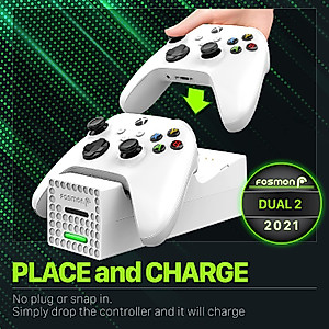 Fosmon Dual 2 Controller Charger Station with 2X 2400mWh Rechargeable Battery Pack Compatible with Xbox Series X/S Controllers (Not for Xbox One/360)
