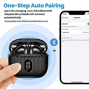 True Wireless Earbuds,Bluetooth Earbuds IPX5 Waterproof, Touch Control,HiFi Stereo in-Ear Headphones,36H Playtime with Fast Charging Case, Suitable for Sports and Business (Black)