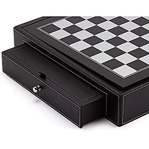 GSE 12.5" Premium Leather 4-in-1 Chess, Checkers, Backgammon and Chinese Checkers Board Game Combo Set. Board Strategy Game for Kids & Adults
