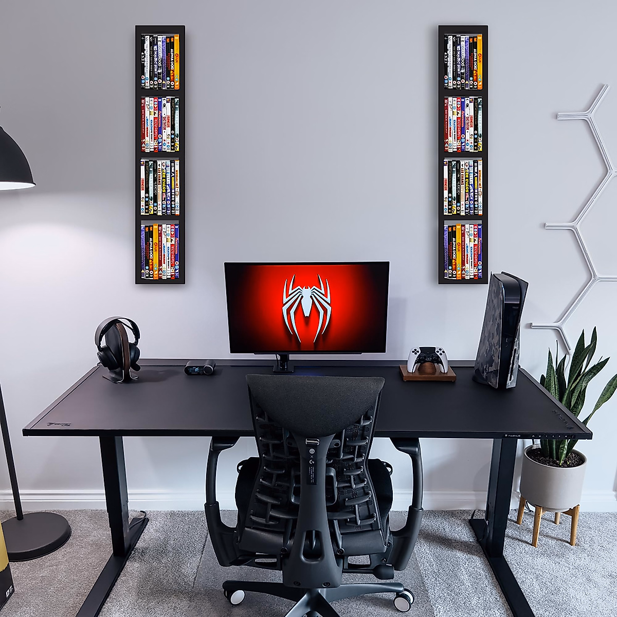 Royxen 2 Pack DVD Shelf Floating, DVD Storage Shelves 34 Inch, DVD Rack Wall Mounted, DVD Shelf Storage for CD, DVD, Video Games