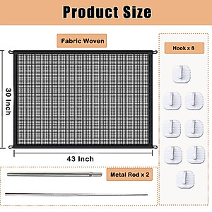 Mesh Gates for Kids or Pets, Magic Pet Gate for The House, Portable Baby Puppy Safety Fence Guard for Stairs and Doorways, Easy Install Anywhere, 43" W x 30" H, 8 Hooks