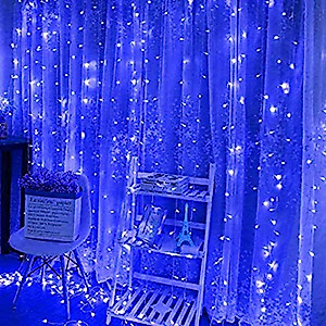 Solar Light String 100LED 36FT2 Patterns of Solar Fairy Light String Copper Wire lamp, Used for Garden, Terrace, Christmas, Wedding, Party Interior Decoration, Outdoor Waterproof (Blue Light)