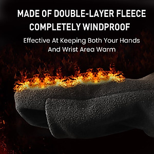 FINGER TEN Winter Golf Gloves Men Mitts Mitten Warm Fleece in Pair, Pull Up Fit Soft Comfortable Set (Black, X-Large)