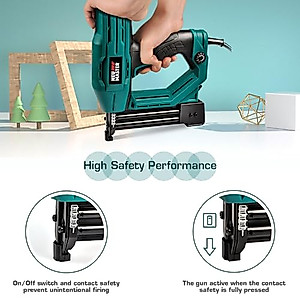 Electric Brad Nailer, NEU MASTER NTC0040 Electric Nail Gun/Staple Gun for Upholstery, Carpentry and Woodworking Projects, 1/4'' Narrow Crown Staples 200pcs and Nails 800pcs Included