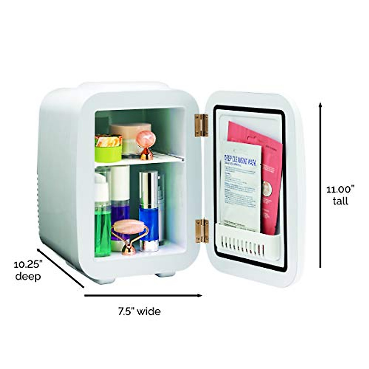 Finishing Touch Flawless Mini Beauty Fridge for Makeup and Skincare, White, 4 Liter