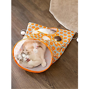 Cat Tunnel Bags for Indoor Cats, 2024 New Cat Self Interactive Toys, Crinkle Paper Collapsible Interactive Pet Cat Tubes with Plush Ball,Orange