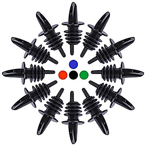EHOMEA2Z Plastic Liquor Bottle Pourers Black- 12 Pack Classic Bottle Pourers for Alcohol, Leak-Proof, Dishwasher-Safe Pour Spouts for Liquor Bottles