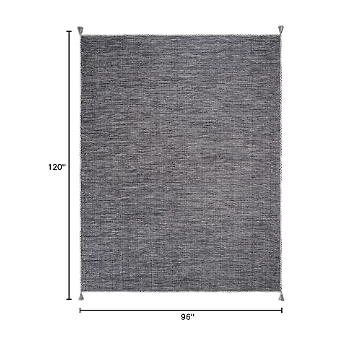 SAFAVIEH Montauk Collection Area Rug - 8' x 10', Grey & Black, Handmade Flat Weave Cotton Corner Tassel, Ideal for High Traffic Areas in Living Room, Bedroom (MTK150F)